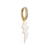 China CZ Lightning Bolt Hoop Earrings Gold Plated Enamel 2 Inch Fashion Jewelry for sale