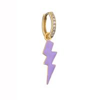 China CZ Lightning Bolt Hoop Earrings Gold Plated Enamel 2 Inch Fashion Jewelry for sale