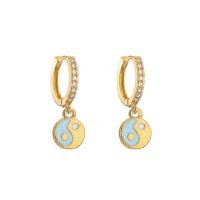 China Enamel Rhinestone Hoop Earrings Gold Plated Yin Yang Pendant 2 Inch for sale