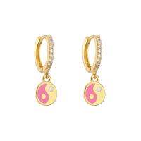 China Enamel Rhinestone Hoop Earrings Gold Plated Yin Yang Pendant 2 Inch for sale