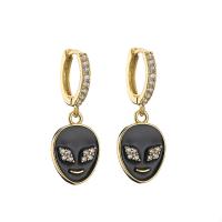China Personalized Rhinestone Huggie Earrings Enamel Alien Dangle Earrings for sale