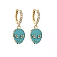 China Personalized Rhinestone Huggie Earrings Enamel Alien Dangle Earrings for sale