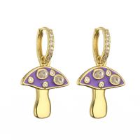 China Cute Enamel Gold Plated Drop Earring Mushroom Dangle Earrings for sale