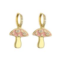 China Cute Enamel Gold Plated Drop Earring Mushroom Dangle Earrings for sale