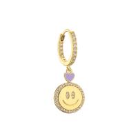 China Women Rhinestone Hoop Earrings Smiley Face Gold Plated 5cm Jewelry for sale