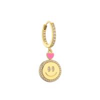 China Women Rhinestone Hoop Earrings Smiley Face Gold Plated 5cm Jewelry for sale