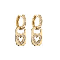 China OEM Gold Plated Rainbow Heart CZ Hoop Earrings for Women 14K Gold Finish for sale
