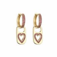 China OEM Gold Plated Rainbow Heart CZ Hoop Earrings for Women 14K Gold Finish for sale