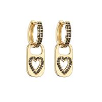 China OEM Gold Plated Rainbow Heart CZ Hoop Earrings for Women 14K Gold Finish for sale