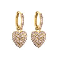 China 18k Gold Heart Drop Earrings Full Zircon Rhinestone Earrings for Women 2 Inch for sale