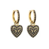 China 18k Gold Heart Drop Earrings Full Zircon Rhinestone Earrings for Women 2 Inch for sale