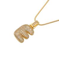 China Gold Plated Crystal CZ Letter Pendant Necklace 26 Initial Hip Hop Charms Pendants for sale