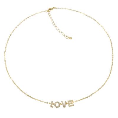 China Gold Plated Letter Pendant Necklace LOVE 925 Sterling Silver Initial Charm Jewelry for sale