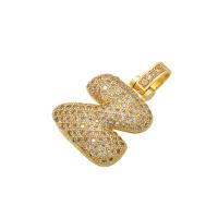 China 18K Gold Plated Alphabet Pendant Micro Pave CZ Hip Hop Charm 26 Letter A-Z for Jewelry Making for sale
