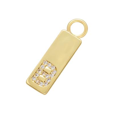 China 18K Gold Initial Letter Zircon Charm Pendants for DIY Jewelry Making 30mm for sale