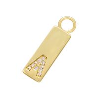 China 18K Gold Initial Letter Zircon Charm Pendants for DIY Jewelry Making 30mm for sale