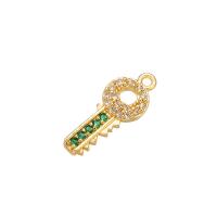 China OEM Sterling Silver Key Charm Pendant 18k Gold Plated Zircon Vintage 925 for sale