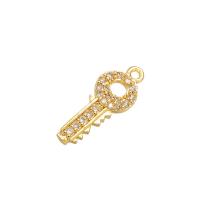 China OEM Sterling Silver Key Charm Pendant 18k Gold Plated Zircon Vintage 925 for sale