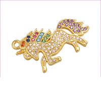 China 18k Gold Unicorn Pendant Horse Charms Bracelet Necklace DIY Pave CZ Zircon Jewelry Making Accessories for sale