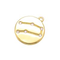China Gold Plated CZ Rhinestone 12 Zodiac Coin Pendant Necklace 30mm for Jewelry Making for sale