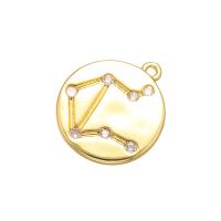 China Gold Plated CZ Rhinestone 12 Zodiac Coin Pendant Necklace 30mm for Jewelry Making for sale
