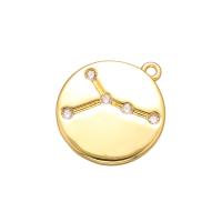 China Gold Plated CZ Rhinestone 12 Zodiac Coin Pendant Necklace 30mm for Jewelry Making for sale