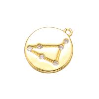 China Gold Plated CZ Rhinestone 12 Zodiac Coin Pendant Necklace 30mm for Jewelry Making for sale