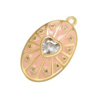 China Gold Plated Oval Enamel Heart Pendant with Zircon Charm for Jewelry Making for sale