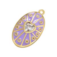 China Gold Plated Oval Enamel Heart Pendant with Zircon Charm for Jewelry Making for sale
