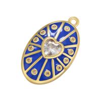 China Gold Plated Oval Enamel Heart Pendant with Zircon Charm for Jewelry Making for sale