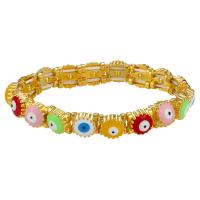 China 18K Gold Plated Enamel Lucky Evil Eye Bangle Bracelet Adjustable Open Resizable for sale
