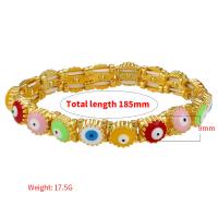 China 18K Gold Plated Enamel Lucky Evil Eye Bangle Bracelet Adjustable Open Resizable for sale
