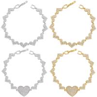 China OEM 18K Gold Plated Love Heart Shaped Tennis Bracelet Micro Zircon Jewelry 7.5 Inch for sale