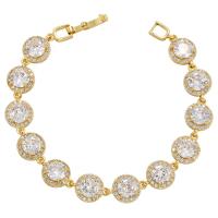 China 18k Gold Plated Zircon Geometric Heart Diamond Bracelet 7.5 Inch Jewelry for sale