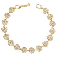 China 18k Gold Plated Zircon Geometric Heart Diamond Bracelet 7.5 Inch Jewelry for sale