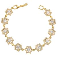 China 18k Gold Plated Zircon Geometric Heart Diamond Bracelet 7.5 Inch Jewelry for sale