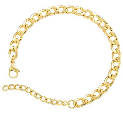 China Cuban 18K Gold Plated Stainless Steel Bracelet 8mm Men Link Chain for sale
