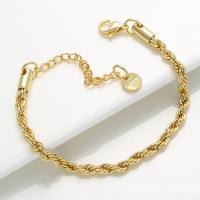 China Gold Plated Stainless Steel Twist Rope Chain Bracelet for Women 7 Inch for sale