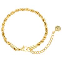 China Gold Plated Stainless Steel Twist Rope Chain Bracelet for Women 7 Inch for sale