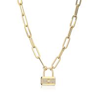 China 18K Gold Star Lock Diamond Pendant Necklace Clavicle Chain 45cm for sale