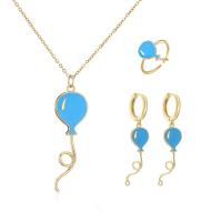 China Gold Plated Enamel Balloon Pendant Necklace Ring Earring Set 18K Jewelry Set for sale