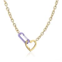 China 18K Gold Plated Stainless Steel Jewelry Set Necklace Earring Set Love Heart Pendant 2 Piece for sale