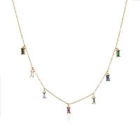 China Stainless Steel 18K Gold Plated Zircon Jewelry Set Square Crystal Pendant Necklace Earrings for sale