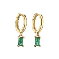 China Stainless Steel 18K Gold Plated Zircon Jewelry Set Square Crystal Pendant Necklace Earrings for sale