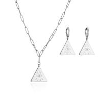 China 925 Sterling Silver Triangle Evil Eye Pendant Necklace and Earring Set Gold Plated for sale