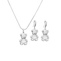 China 18K Gold Plated 925 Sterling Silver Bear Dangle Earrings and Necklace Set for sale