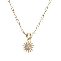 China OEM 18K Gold Plated Sunflower Pendant Necklace and Earring Set with Zircon for Women for sale