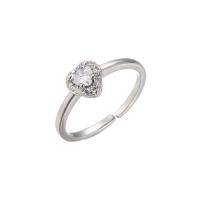 China Adjustable Sterling Silver Crystal Heart Ring Zircon Women Wedding Band Size 6-10 for sale