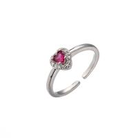 China Adjustable Sterling Silver Crystal Heart Ring Zircon Women Wedding Band Size 6-10 for sale