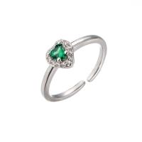 China Adjustable Sterling Silver Crystal Heart Ring Zircon Women Wedding Band Size 6-10 for sale